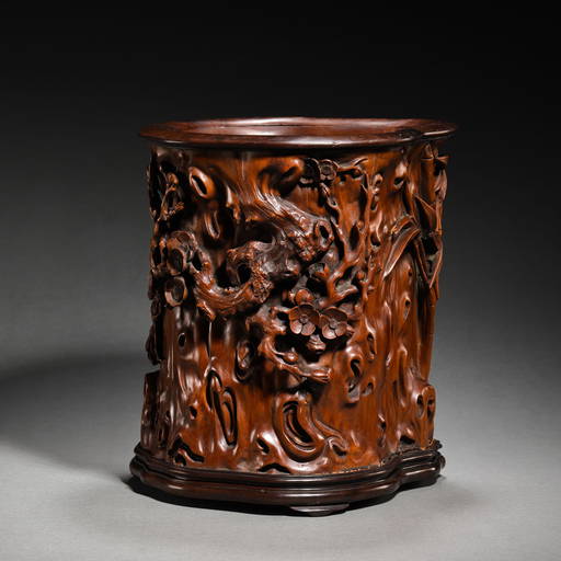 Qing Dynasty, Boxwood Wood Carving Pen Holder, China