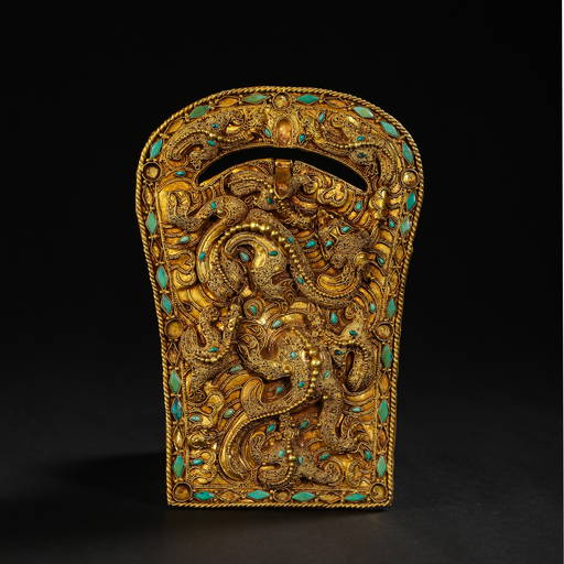 Chinese Warring States Period Pure Gold Inlaid Pine Stone, Dragon ...