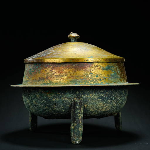 Before Ming Dynasty, Gilt Copper Inscription Furnace