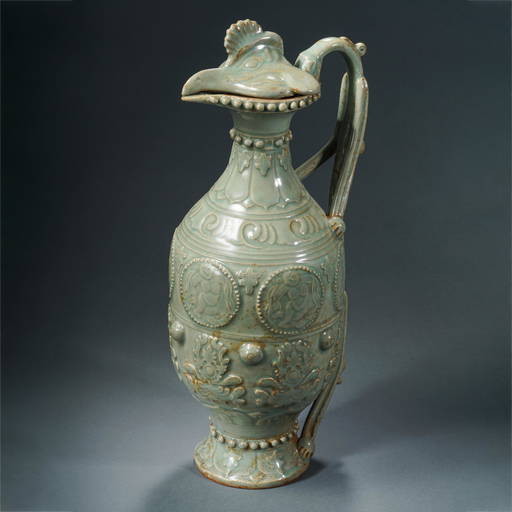 Before Ming Dynasty Blue Glaze Plastic Paste Flower Pattern Phoenix ...