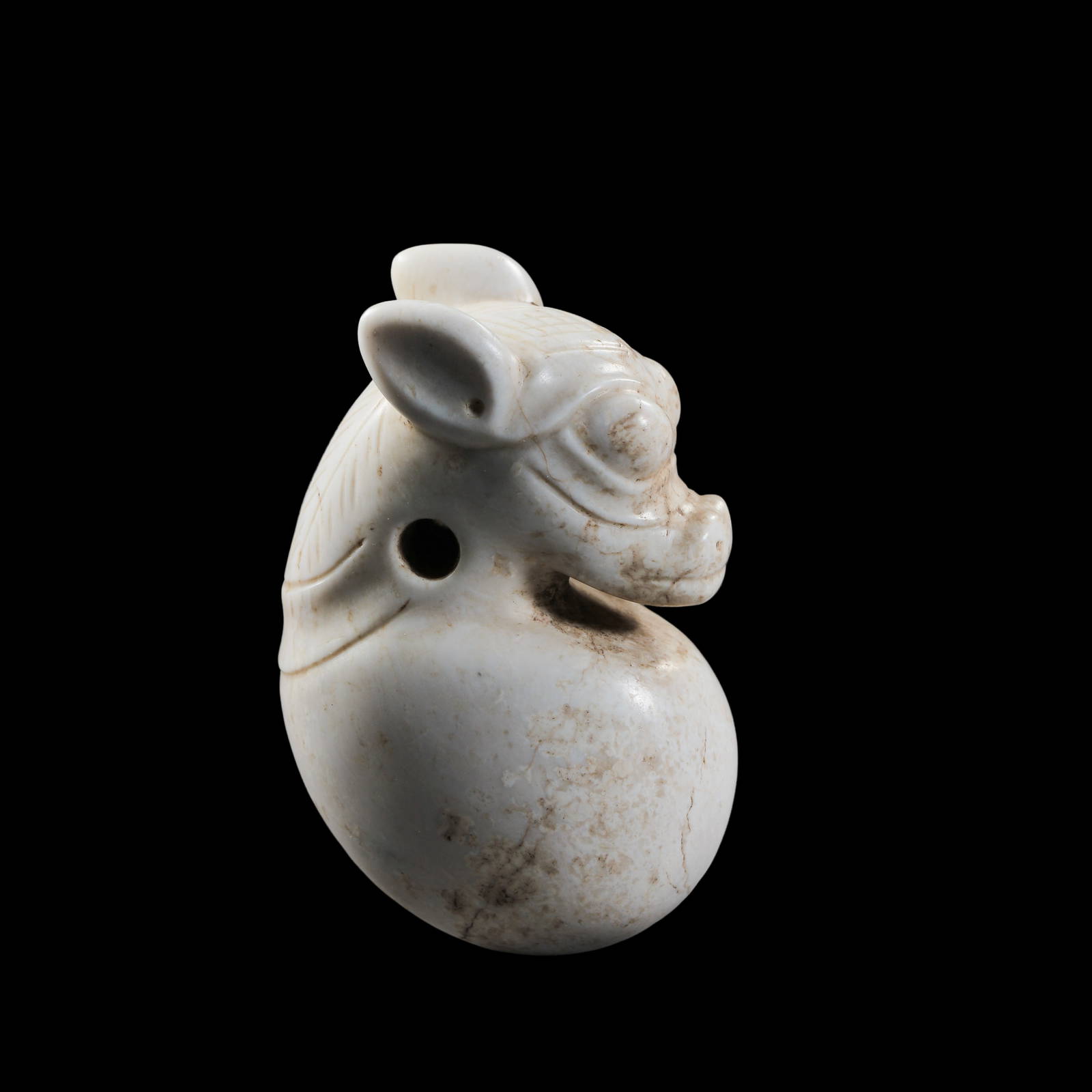 Neolithic, Hongshan Culture Chicken Bone White Jade Chick Auction