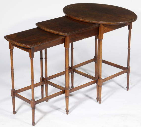 Set Of Three English Oval Nesting Tables