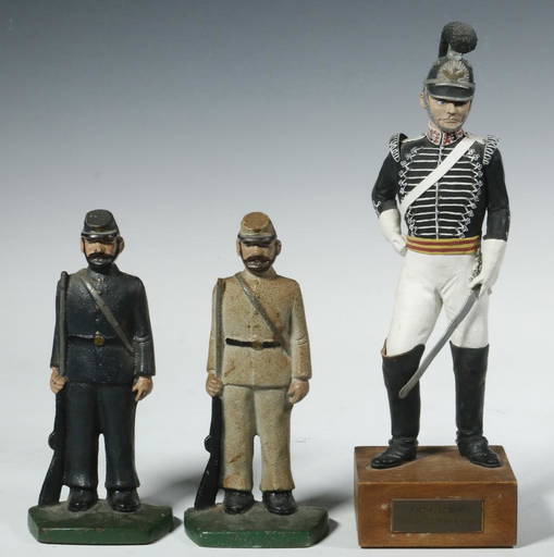 Pr Cast Iron Civil War Bookends & Military Figure
