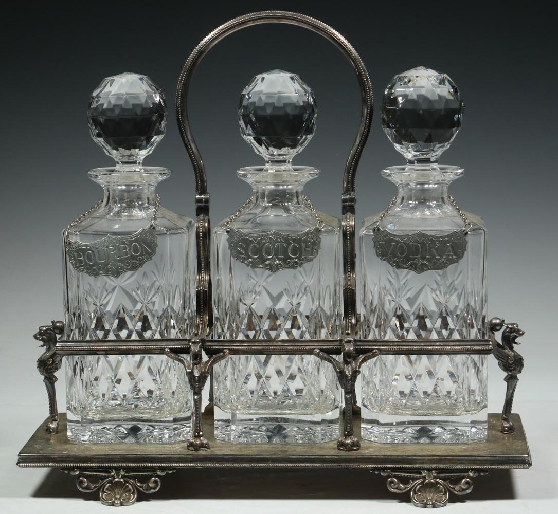 Victorian Three Bottle Tantalus