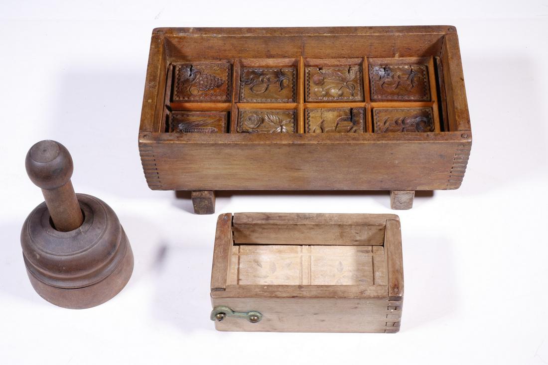 (3) Wooden Butter Molds