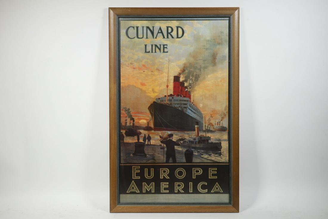 Framed Cunard Line Reprint Poster
