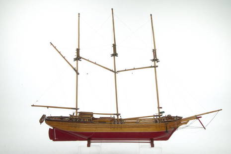 Painted Three Masted Ship's Model