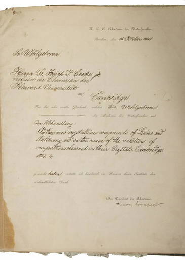 BINDER OF CORRESPONDENCE JOSIAH PARSONS COOK, HARVARD PROFESSOR OF ...