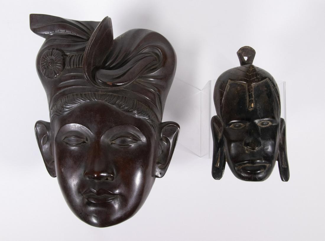 Carved Indonesian Face Plaques