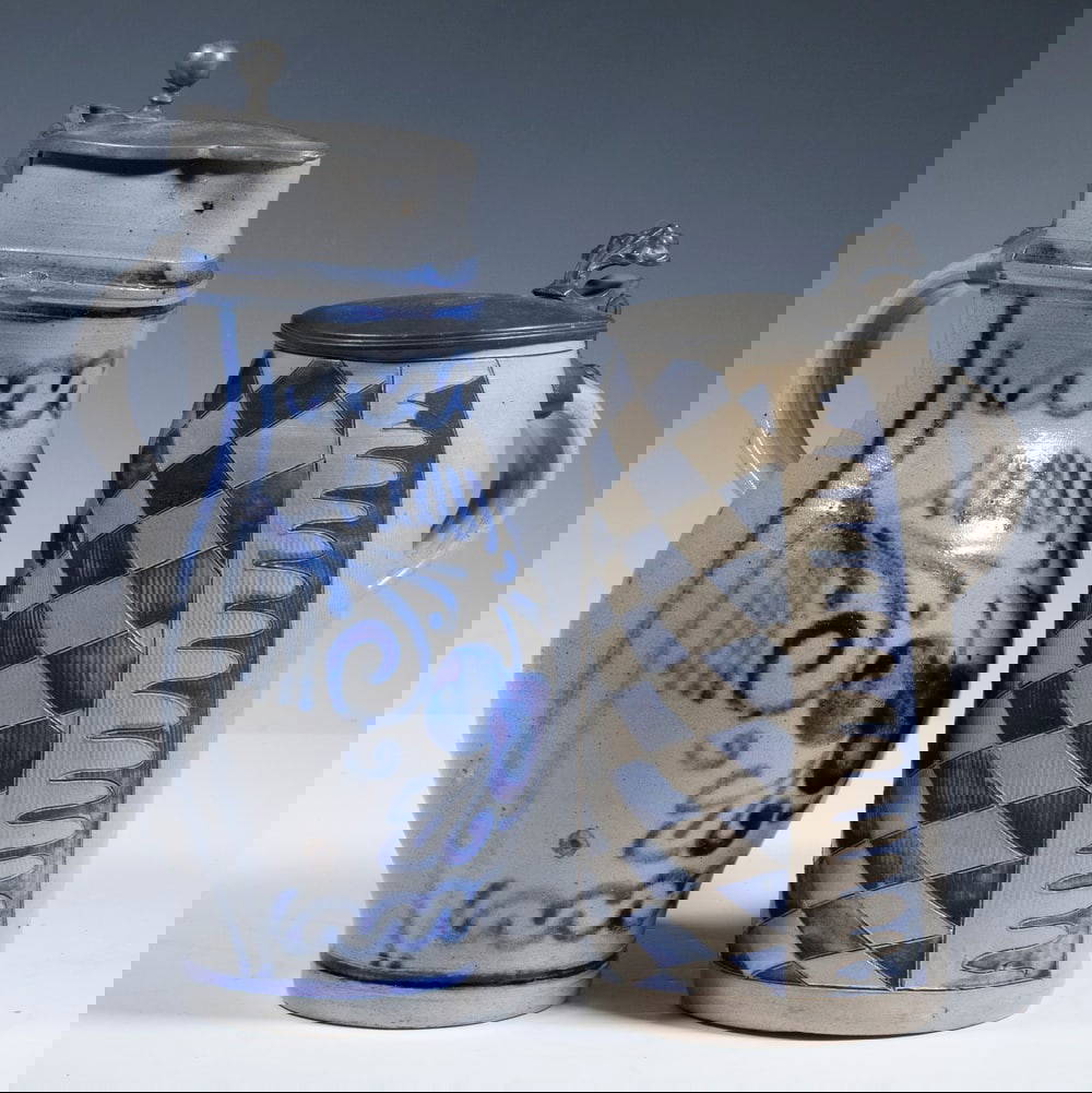 (2) German Westerwald Stoneware Steins Auction