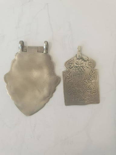 Pair Of Oriental Silver Talismans