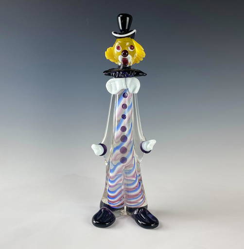 Murano Mario Sandon Art Glass Circus Clown Figure