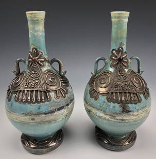 Israeli Sterling Silver Overlay Vase