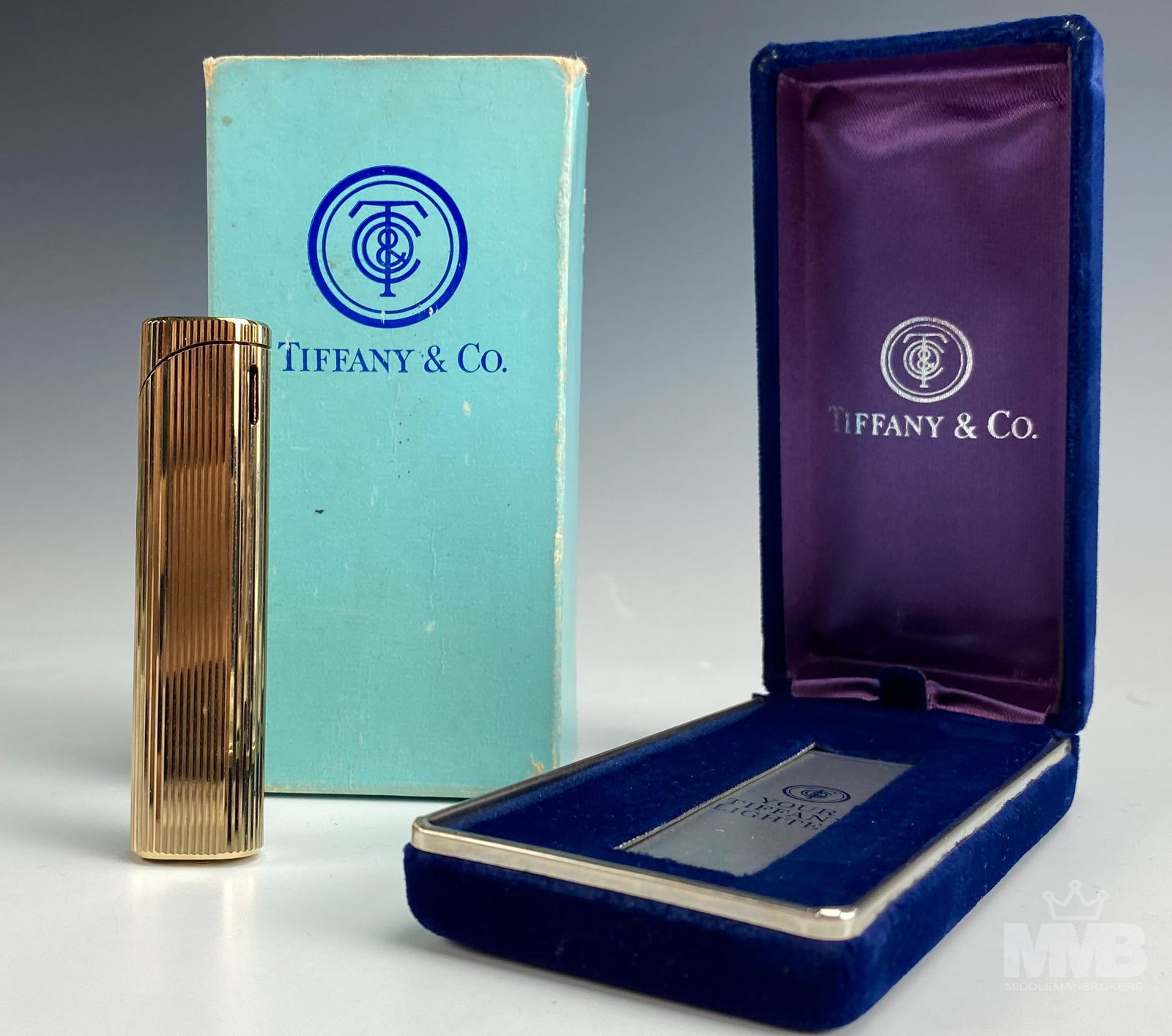 Tiffany & Co Gold Cigarette Lighter W Original Box