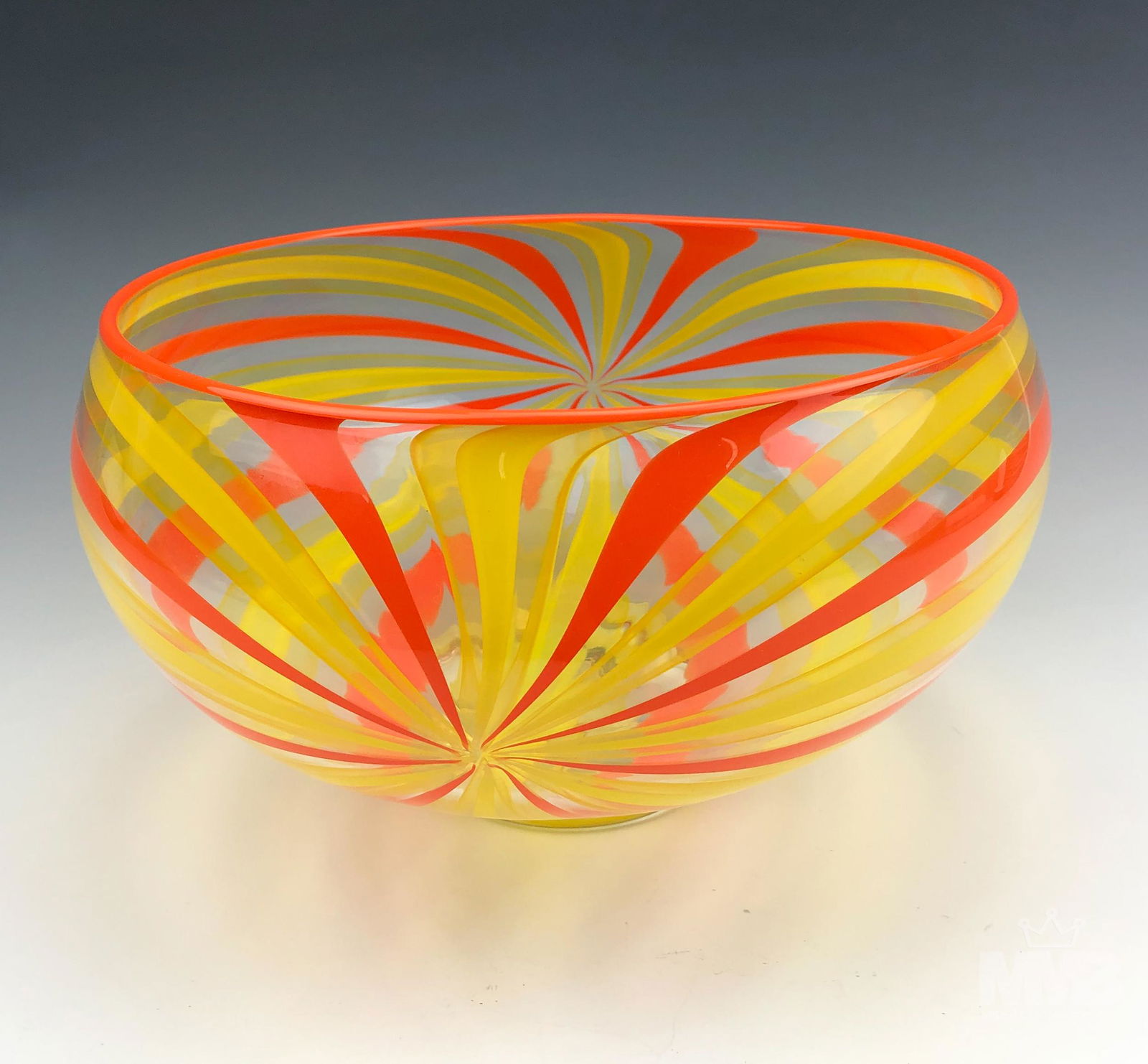 Tony Cray Studio Art Glass Orange & Yellow Bowl