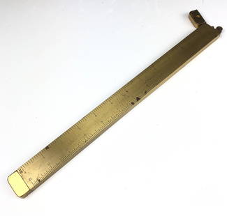 Vintage Brass Ruler With Metric Conversion