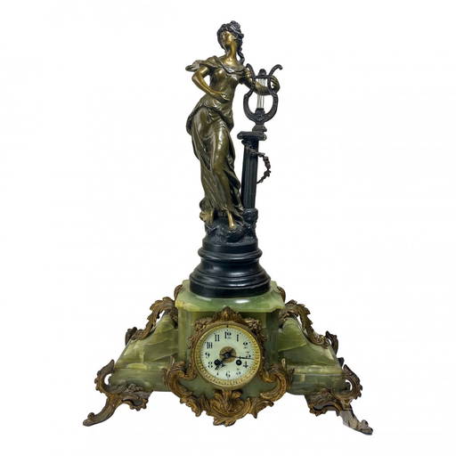 Auguste Moreau 1826 1897 Figural Bronze Onyx Clock