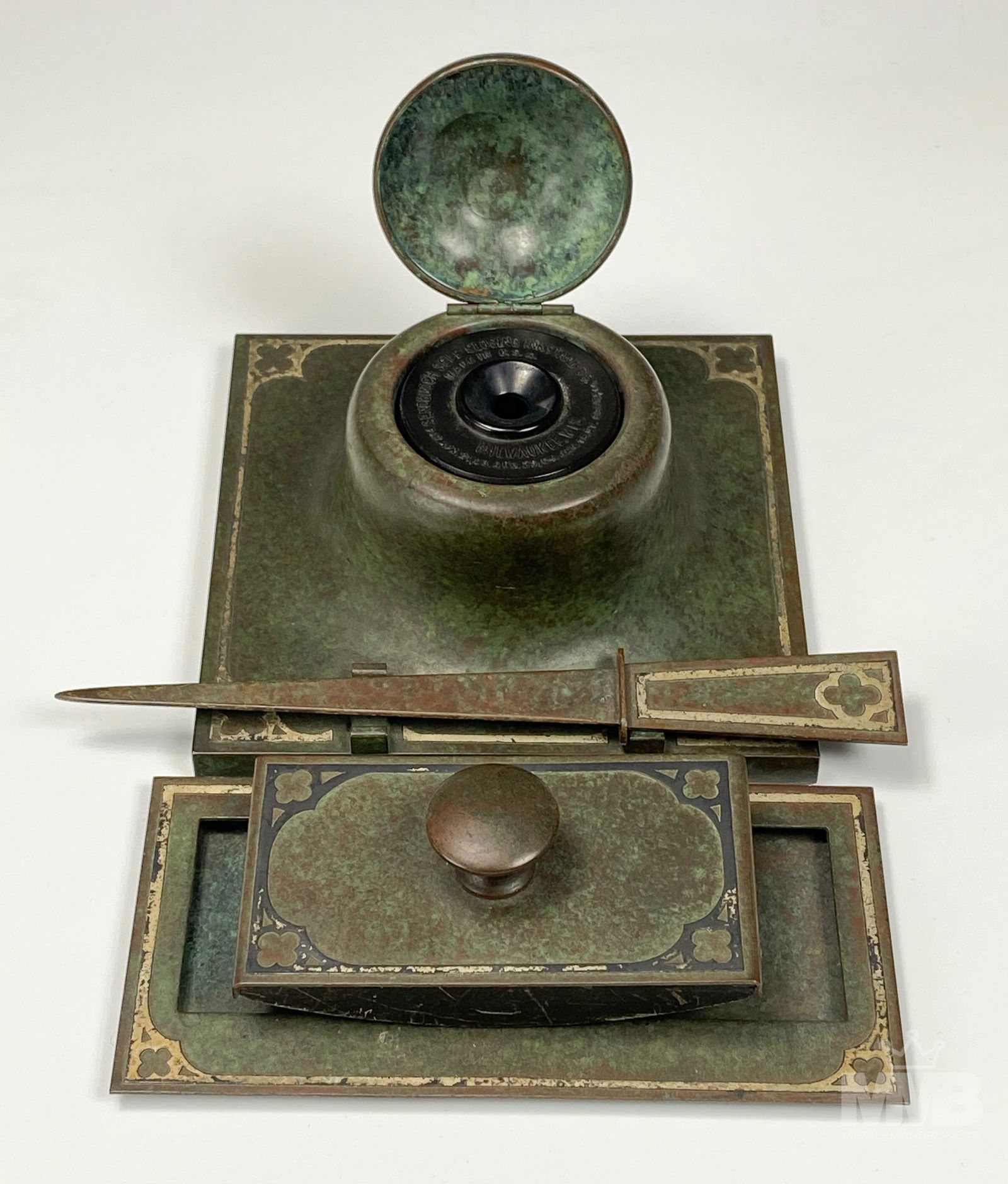 Silvercrest Sterling Decorated Bronze Desk Set 4pc (#0459) on Sep 15 ...