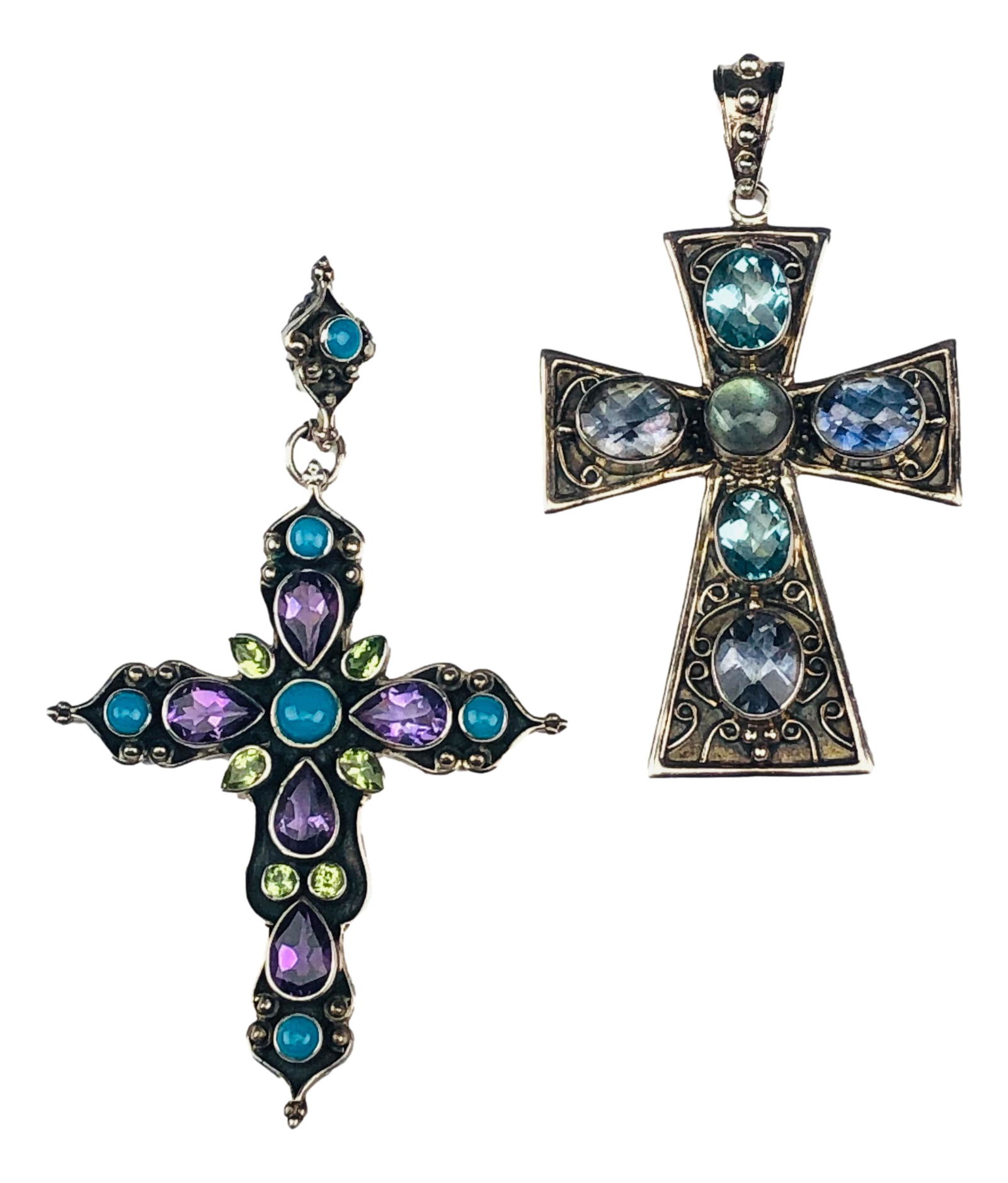 2 Nicky Butler Sterling 925 Gemstone Cross Pendant (#0370) on Jun 15 ...