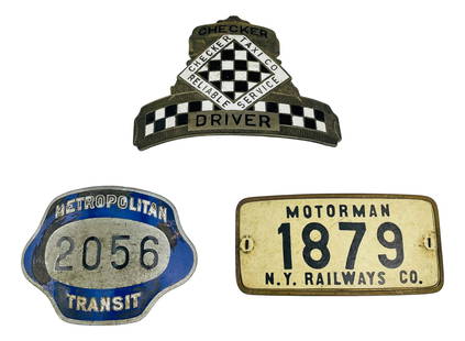 Railway Transit Taxi Cab Bus Metal Hat Badges X 3