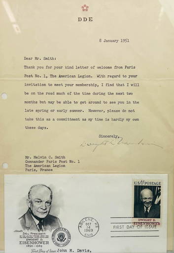Dwight Eisenhower Signed Letter And Dated Postcard