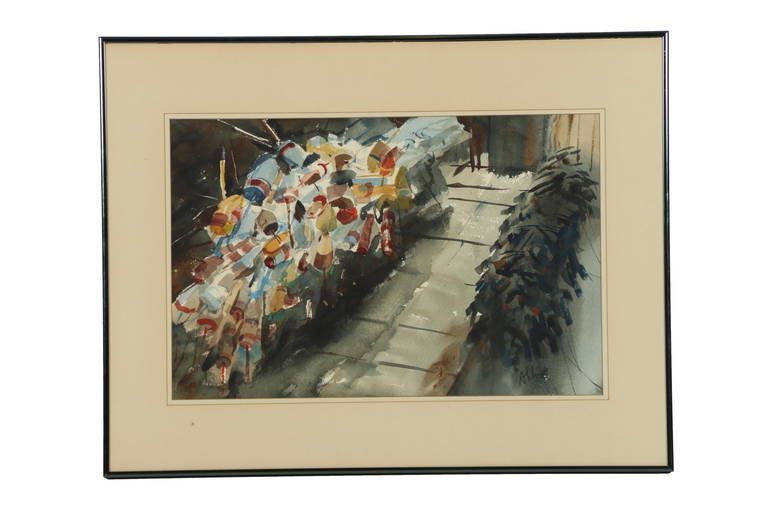 Beverly Ahlin Abstract Watercolor Painting Signed