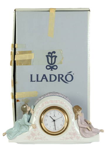 Lladro Two Sisters Porcelain Clock # 5776 W/ Box