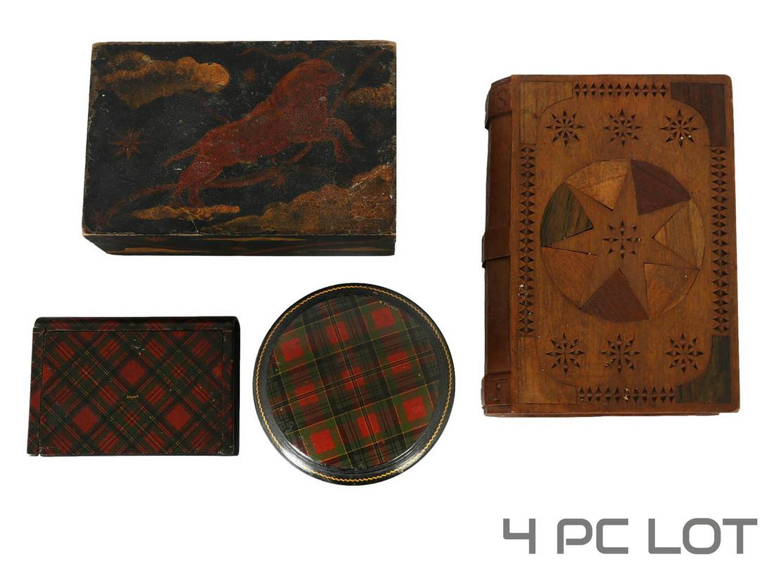 Folk Art Carved Painted Wood Trinket Ring Box 4pc - Mar 15, 2023 ...