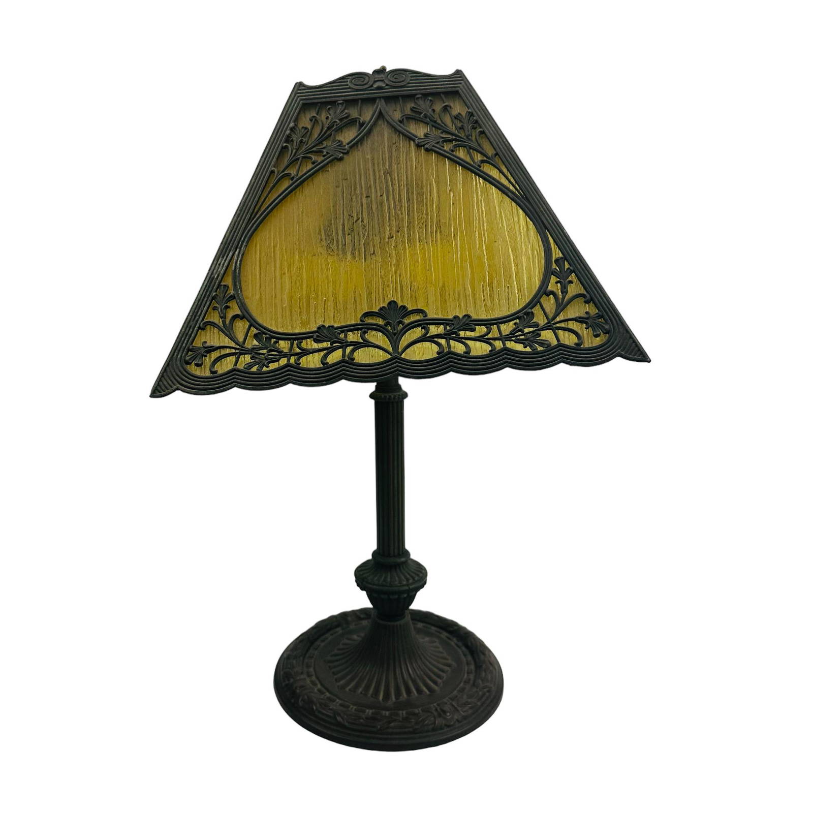 Antique Edward Miller Bronze & Slag Glass Lamp Auction