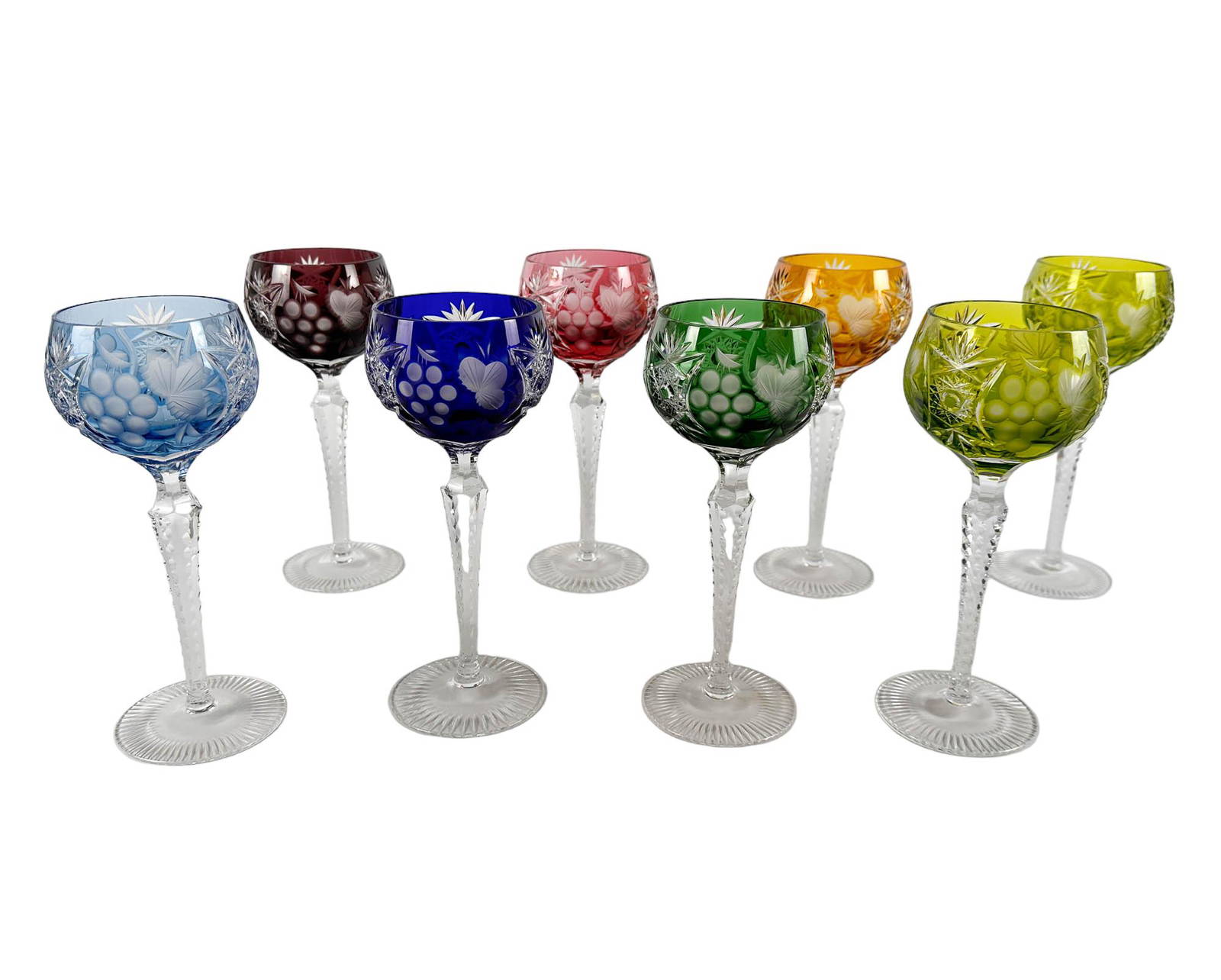 Nachtman Marsala Cut To Clear 8pc Wine Hock Set Auction