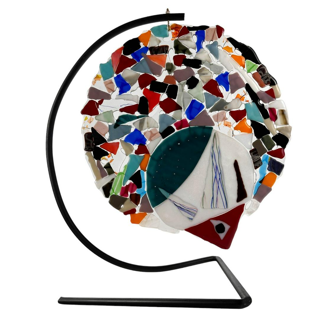 Marilyn Catlow Art Glass Fish Sculpture W Stand Auction