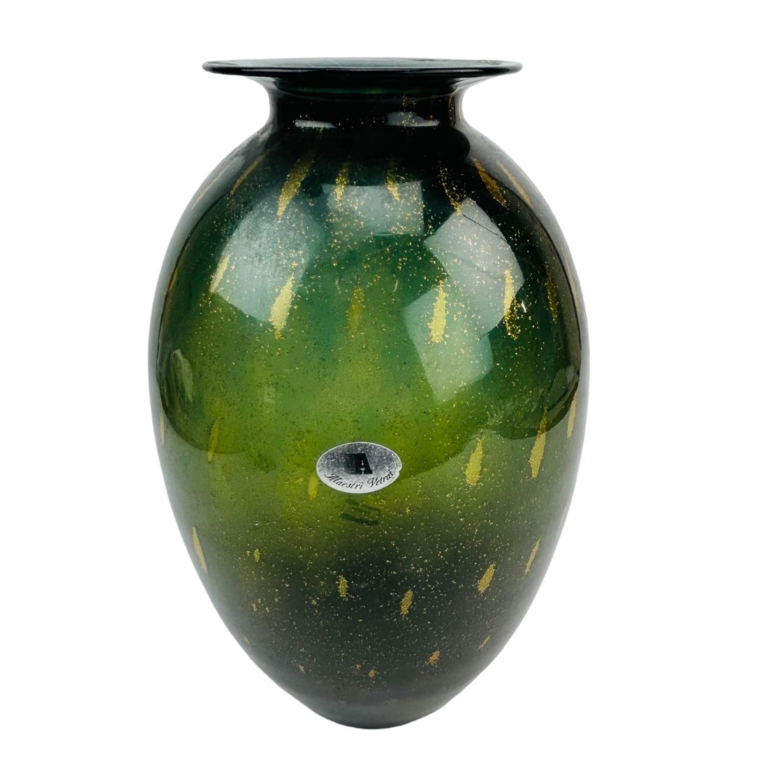 Maestri Vetrai Italy Cased Gold Dust Glass Vase Auction