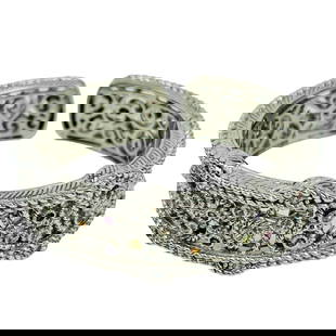 Judith Ripka 18k White Gold Diamond Cuff Bracelet Auction