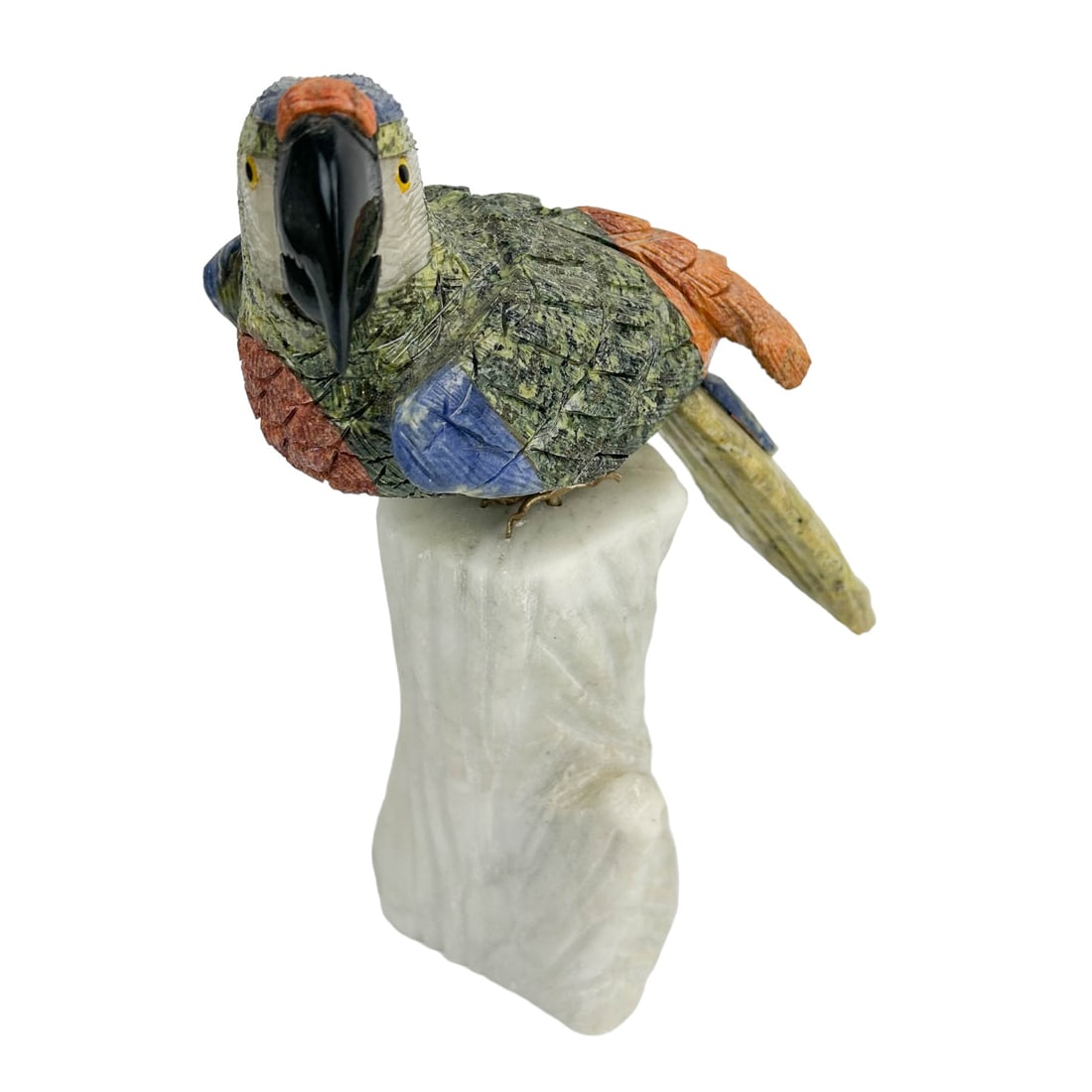 Semi Precious Carved Hard Gemstone Parrot Sculpture Auction