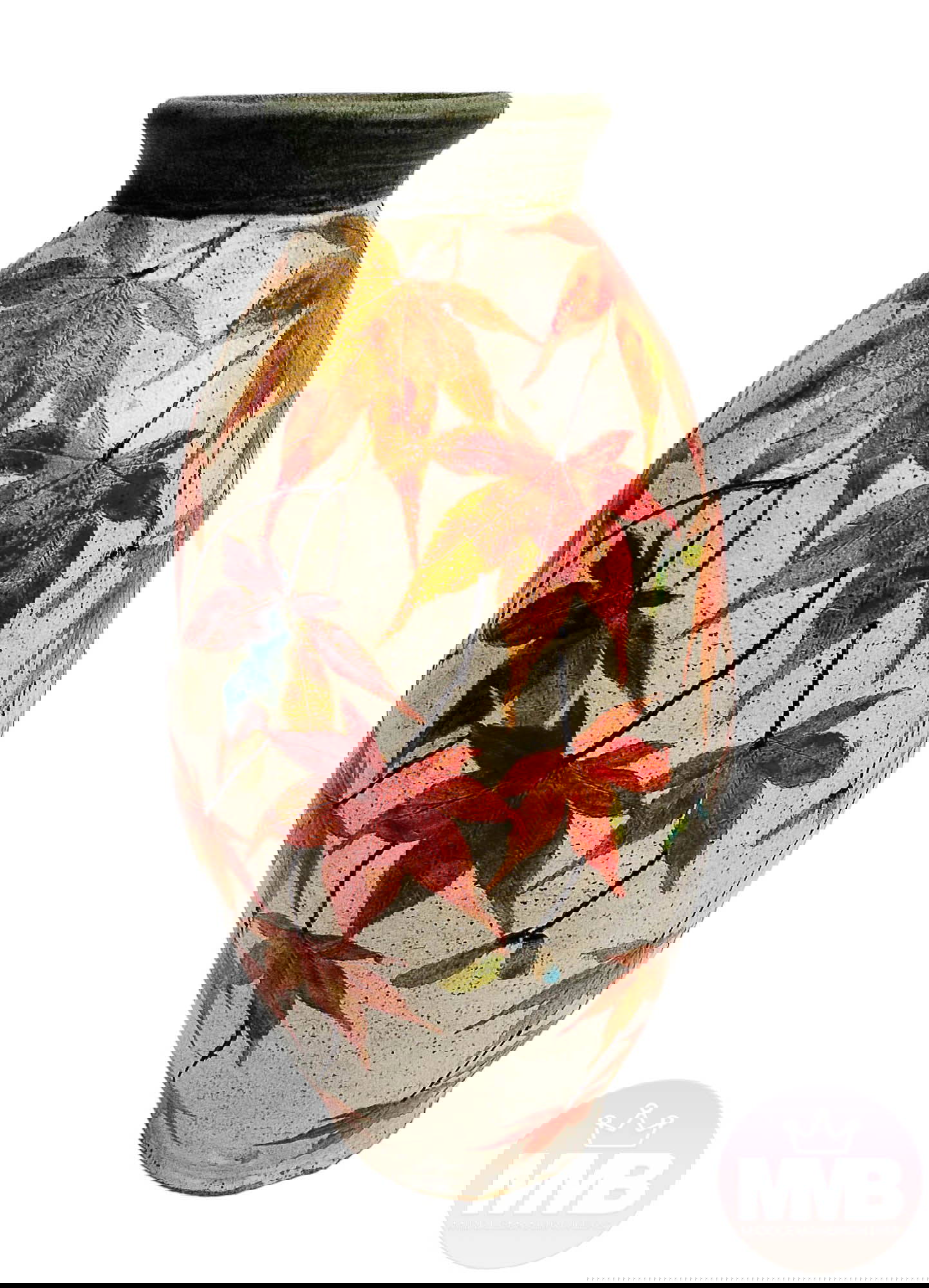 Stoneware Art Pottery Maple Leaf Shelf Vase Signed Auction