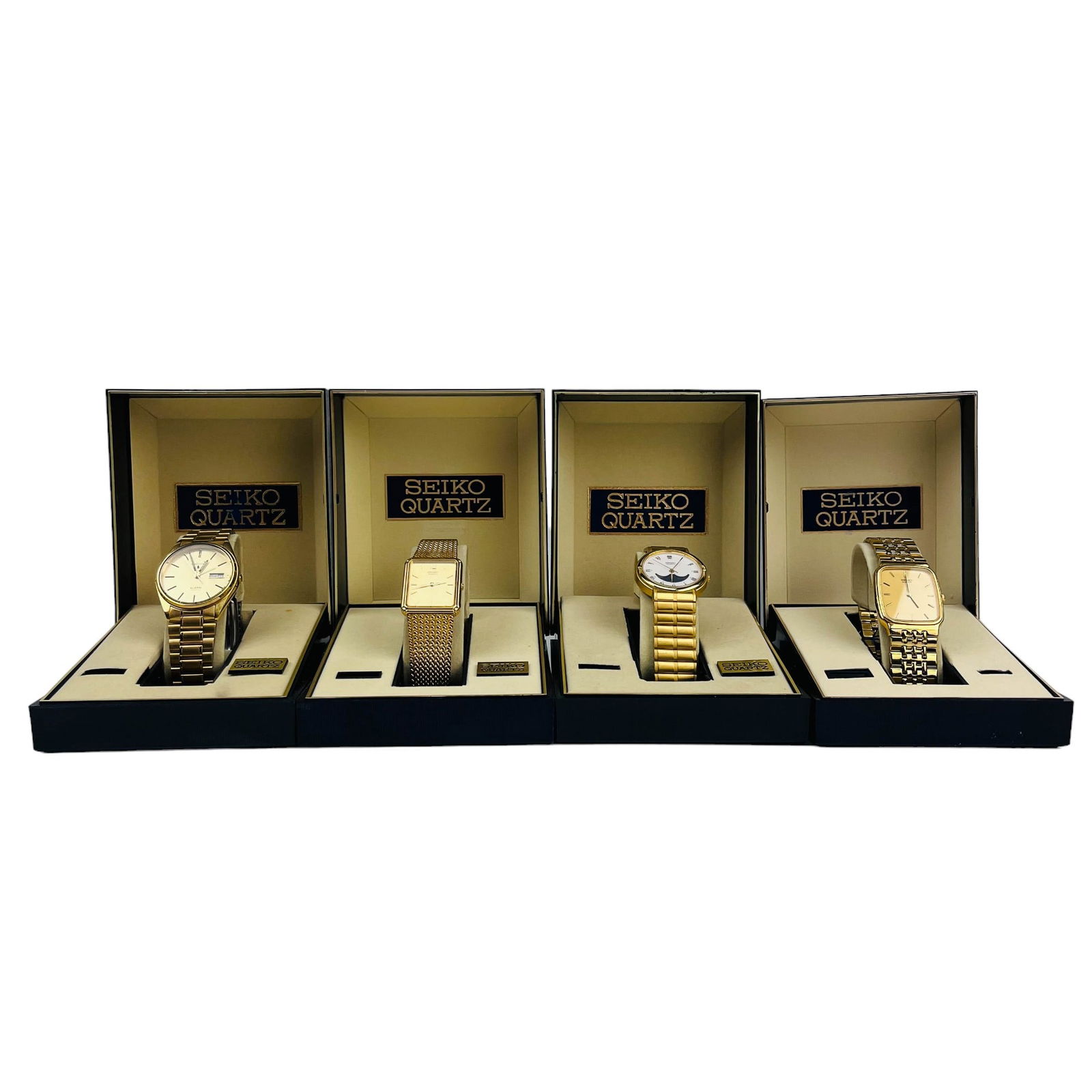 4 Seiko Quartz Men's Wrist Watch Presentation Box Auction