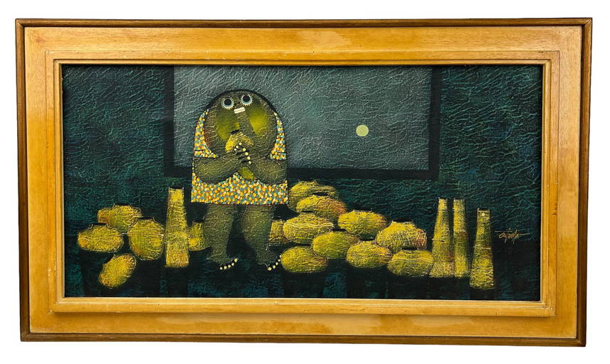 Estrella 20th C Figural Surrealist Oil Painting