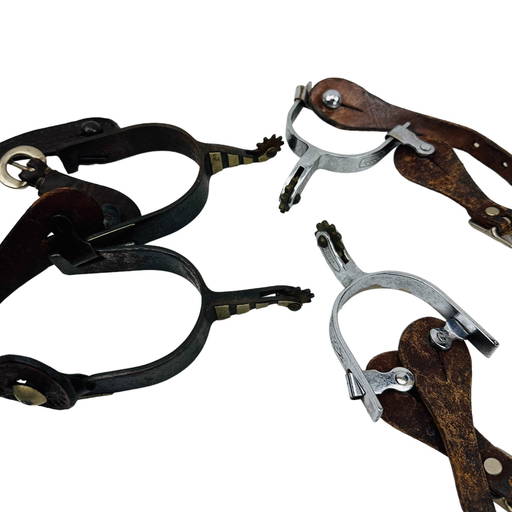Cast Iron & Leather Western Cowboy Boot Spurs Pair