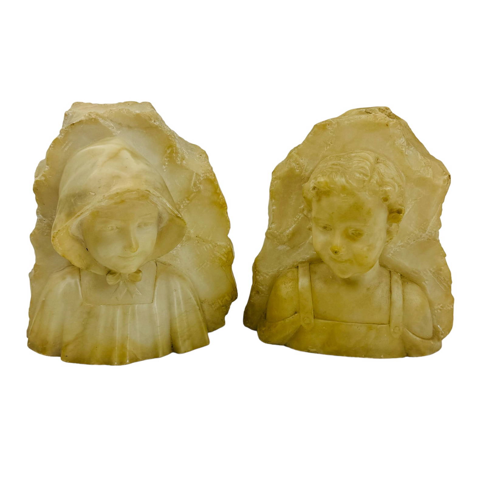 Victorian Carved Alabaster Child Bust Bookend Pair Auction