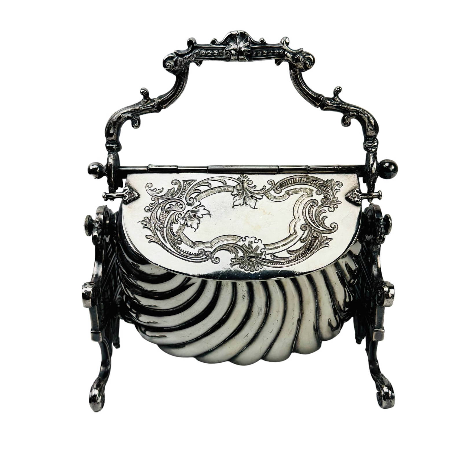 Antique Silverplate Floral & Scroll Biscuit Box Auction