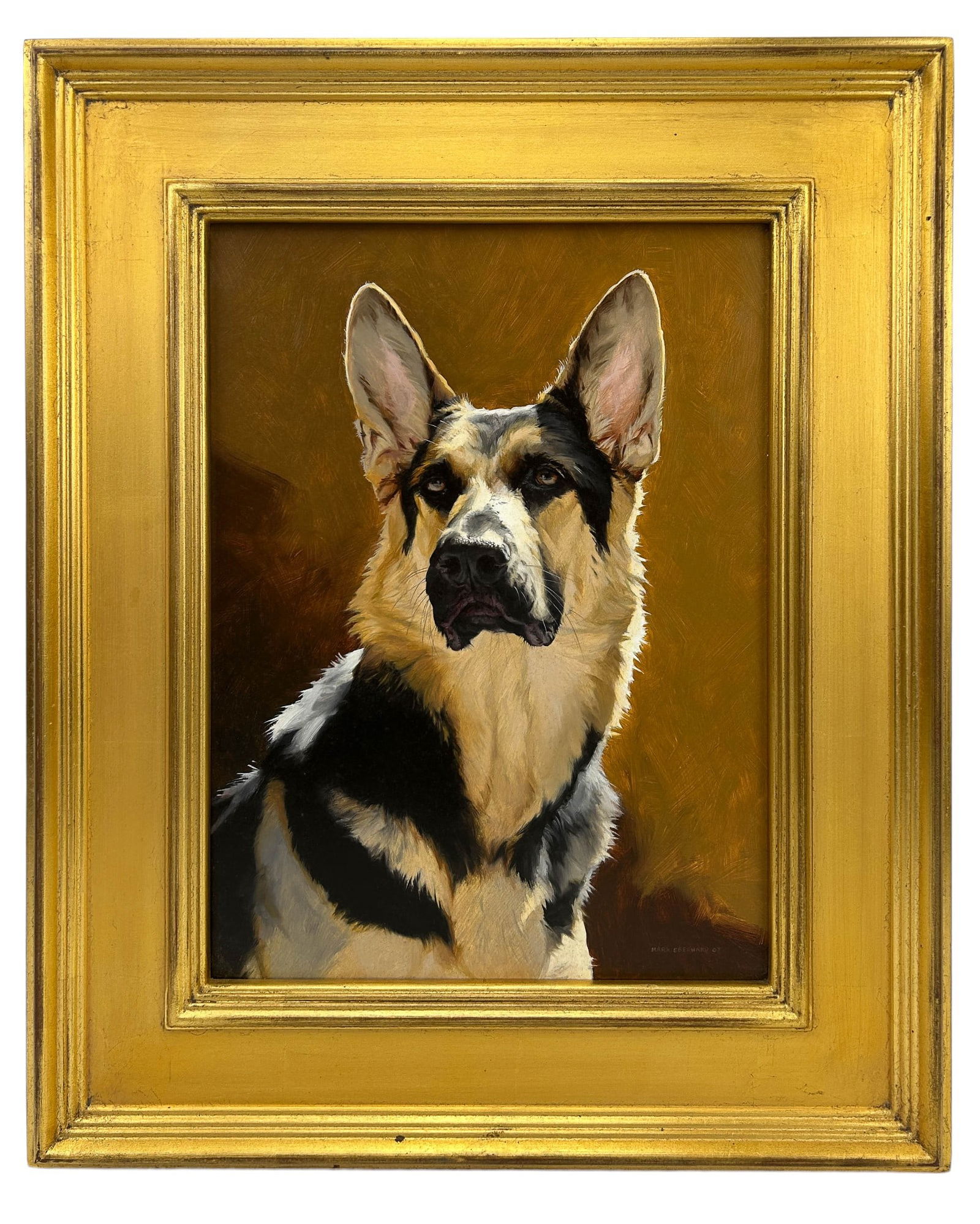 Mark Eberhard B.1949 German Shepherd Oil Painting Auction