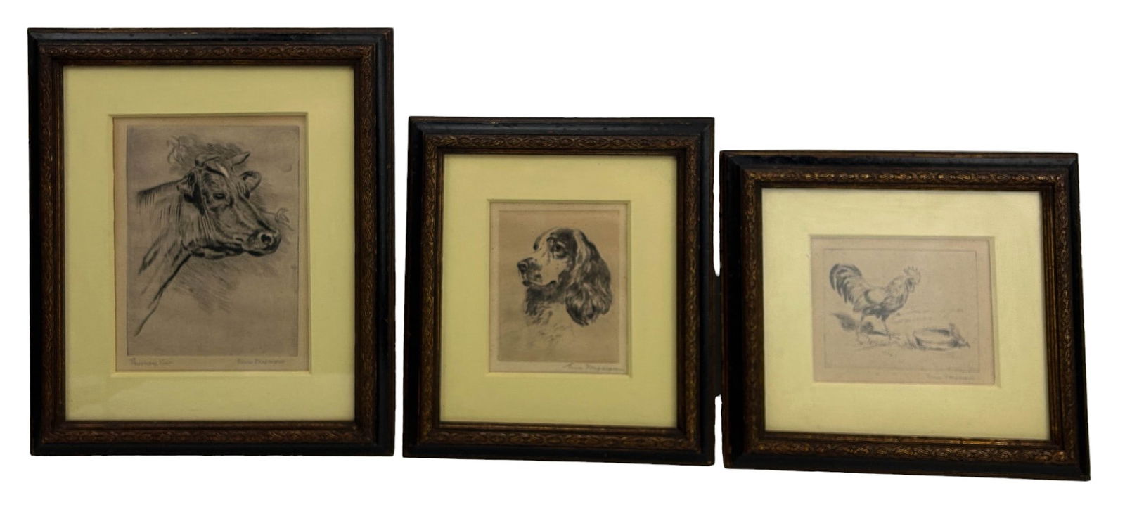 Edwin Megargee 1883-1958 Dog Chicken Cow Etchings Auction