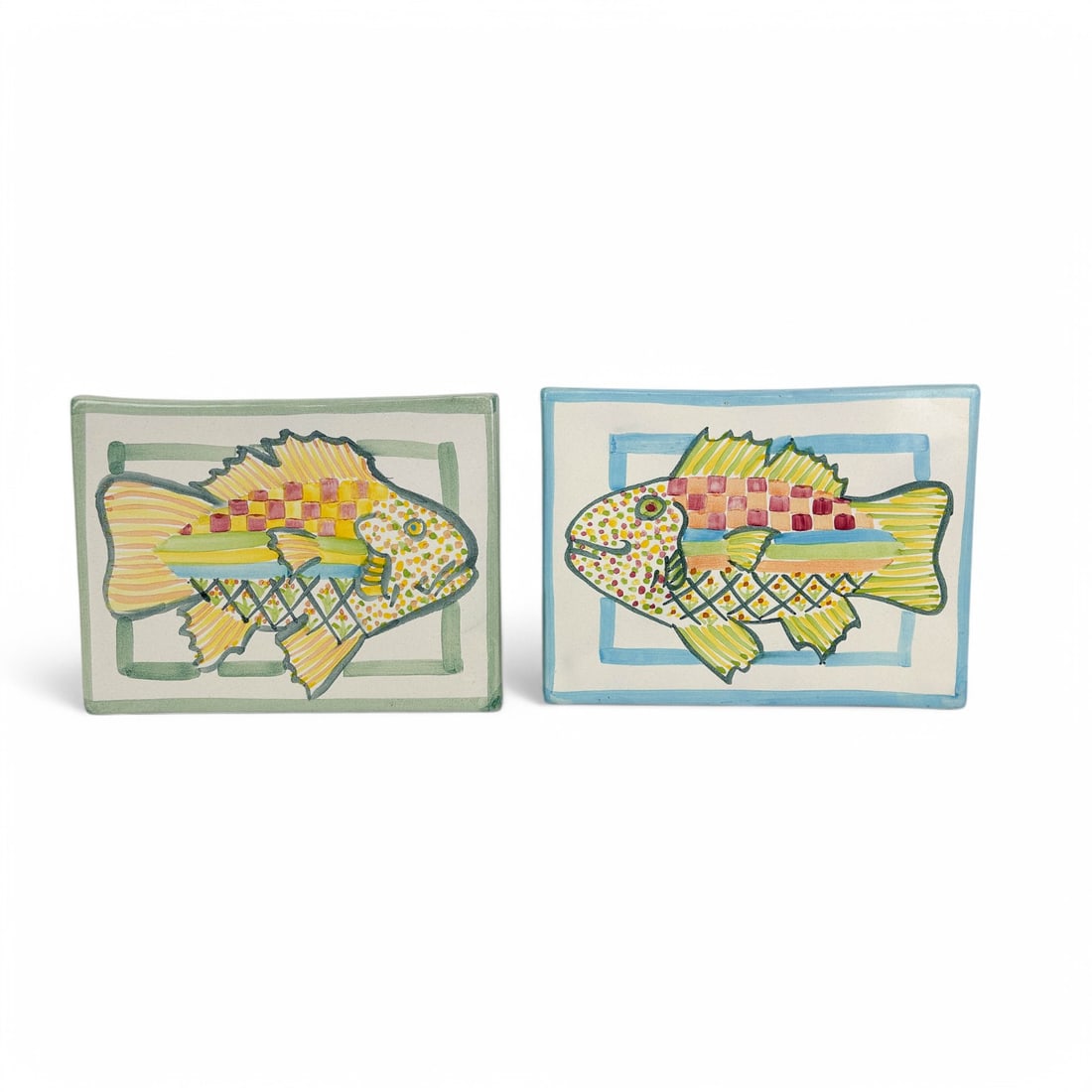Mackenzie Childs Painted Ceramic Fish Tile Trivets Auction