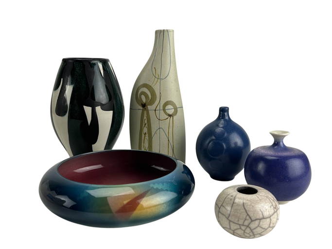 Stiles Adler Scott Studio Art Pottery Vase Bowl 6p