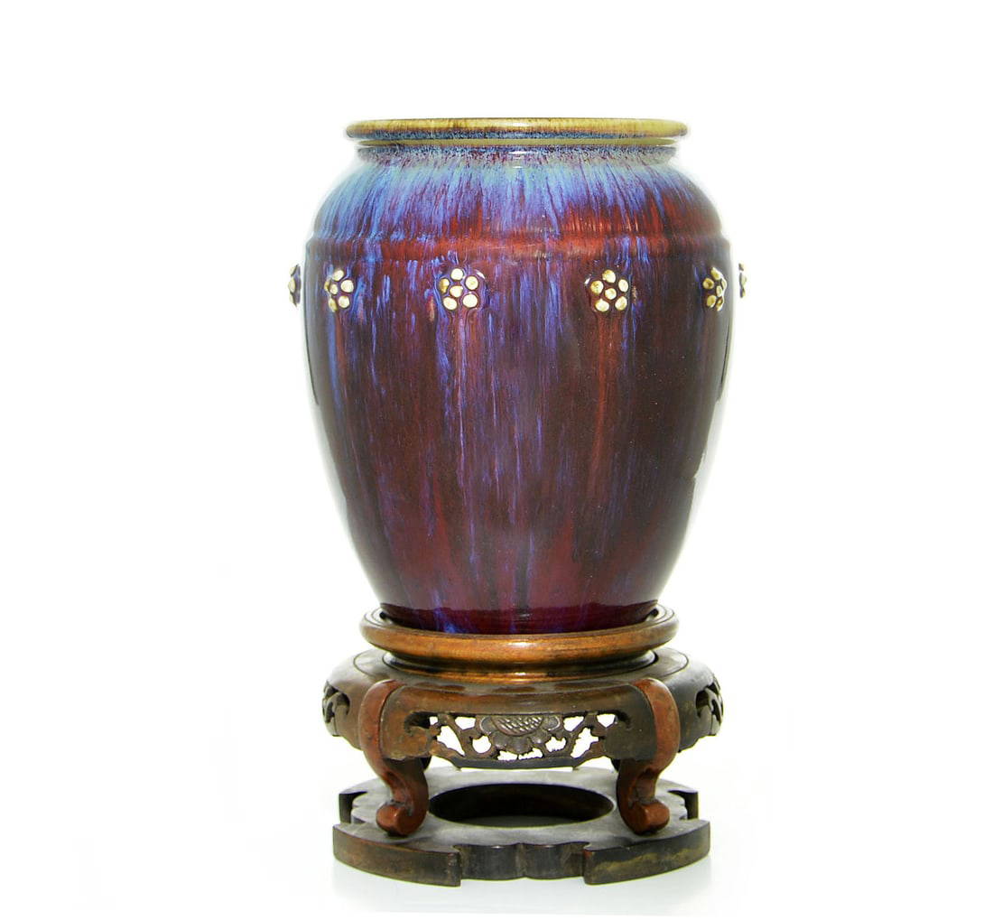 Rare Chinese Flambe-glaze 'cherry' Jar Auction