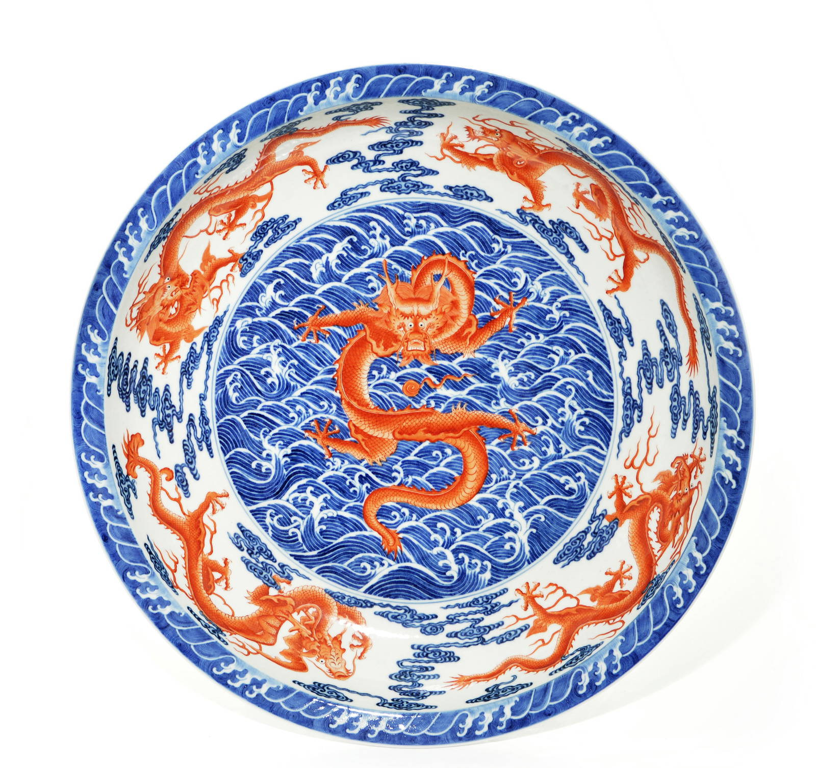 Large Chinese Iron-red 'dragon' Basin Auction