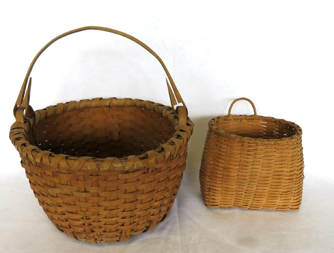 Two Splint Baskets Including Swing Handle And Wall