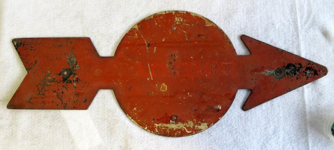 Cast Iron Arrow Shaped Sign With Layers Of Old Paint,