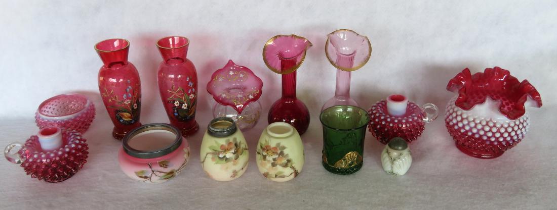 Grouping of mostly Victorian art glass including 2
