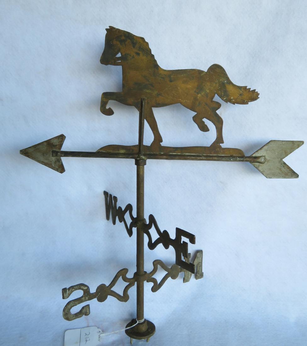 Small sheet metal silhouette prancing horse weathervane